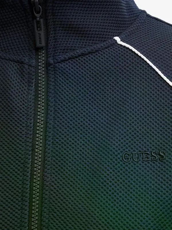 Guess Textured Zip-up Sweatshirt - Blue