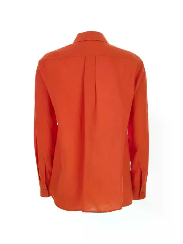 Max Mara Falas Embroidered-logo Linen Shirt - Orange