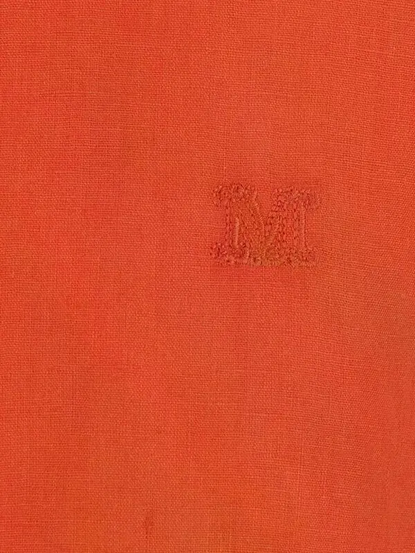 Max Mara Falas Embroidered-logo Linen Shirt - Orange