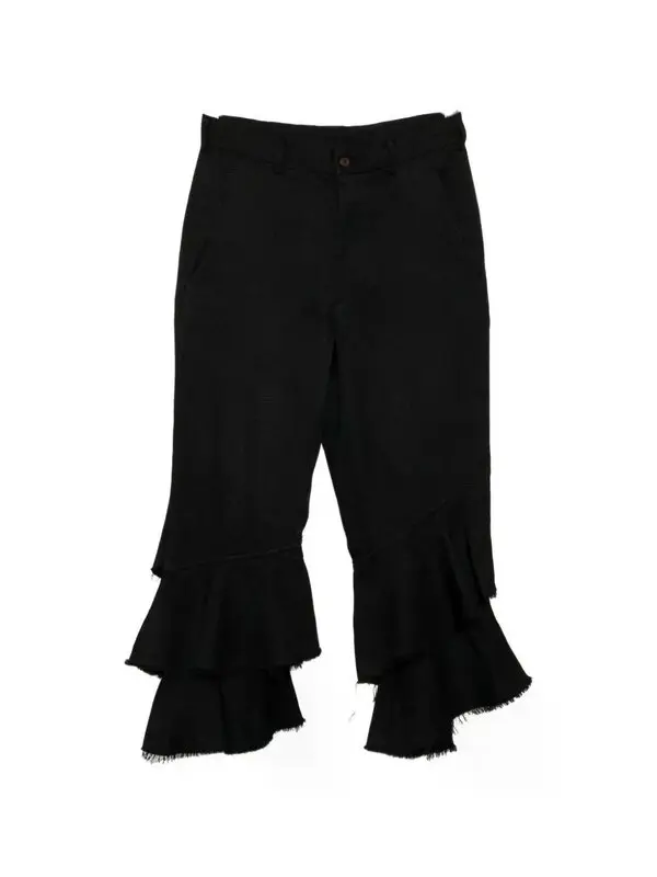 Comme Des Garçons Ruffled Frayed-edge Trousers - Black
