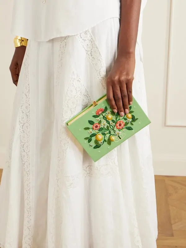 OLYMPIA LE-TAN Botanical Chic Appliquéd Embroidered Clutch