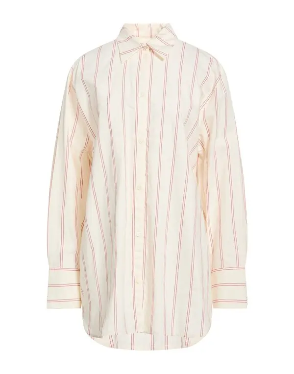TOTEME Cotton And Silk Striped Oversized Shirt - White
