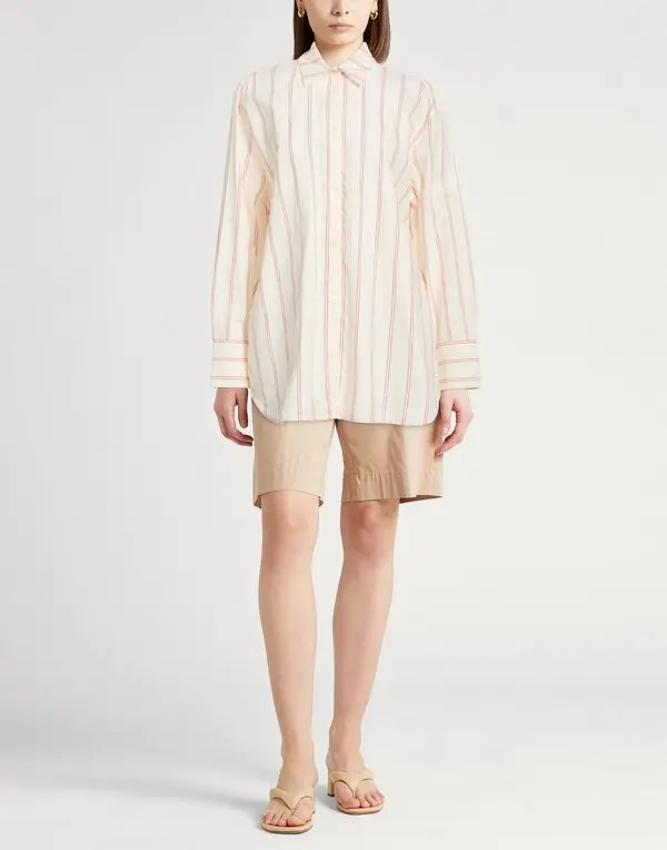TOTEME Cotton And Silk Striped Oversized Shirt - White