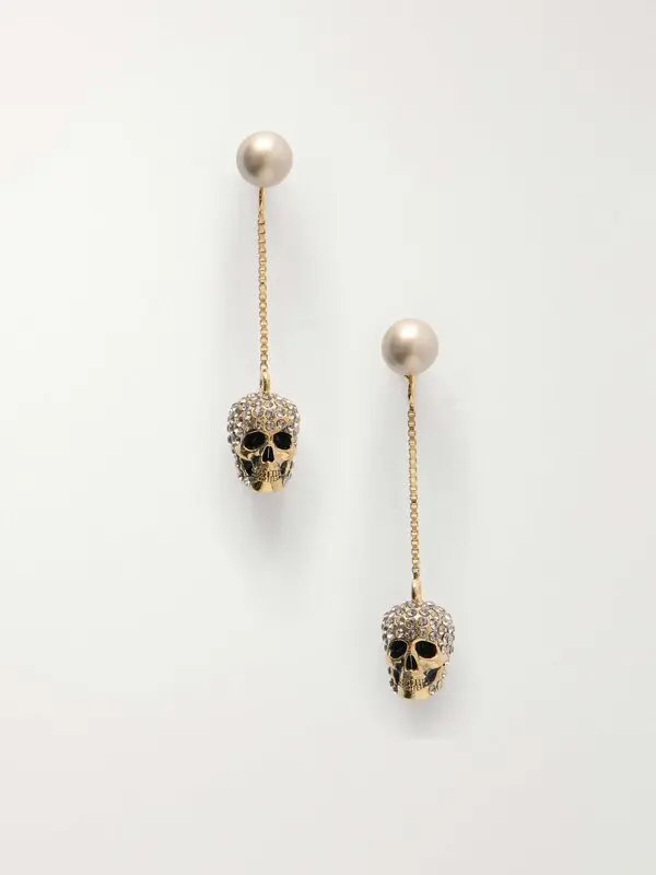 Alexander McQueen Tone Crystal Earrings - Gold