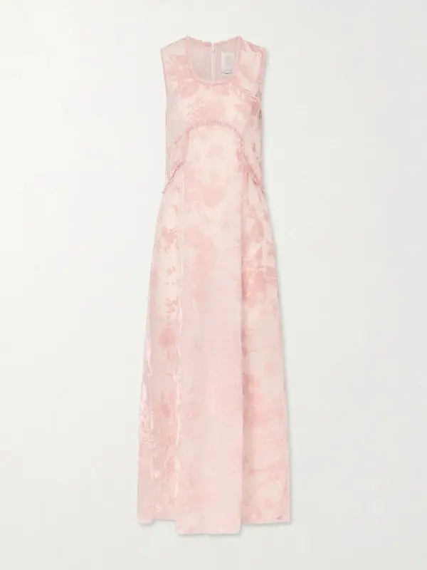 Anna Sui Boudoir Floral Devoré-velvet Satin Midi Dress - Pink