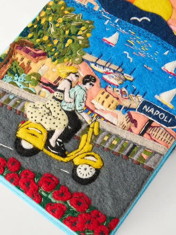OLYMPIA LE-TAN Napoli Appliquéd Embroidered Canvas Clutch