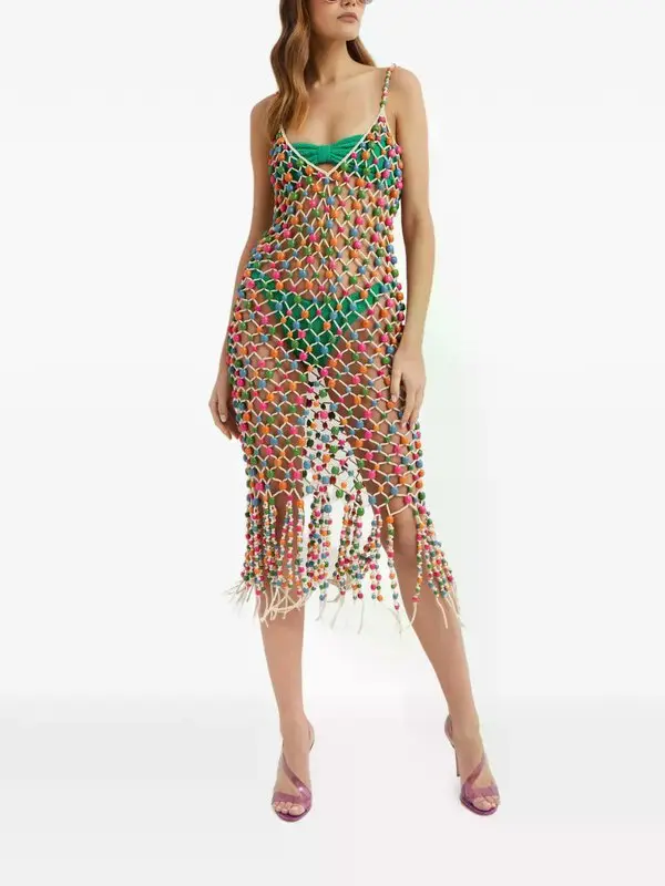 Retrofete Calypso Beaded Fringed Midi Dress