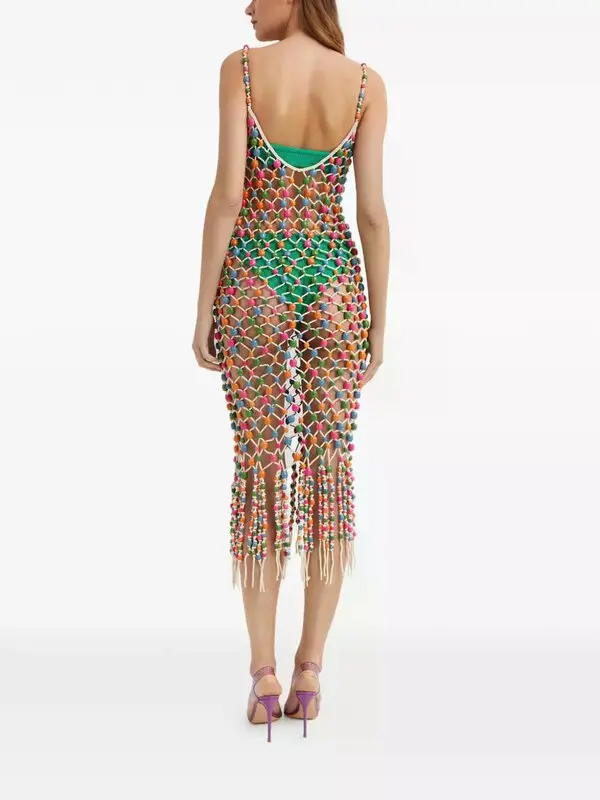 Retrofete Calypso Beaded Fringed Midi Dress