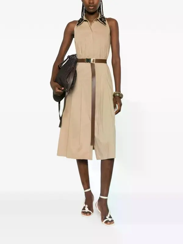 Max Mara Beaded Collared Dress - Neutrals