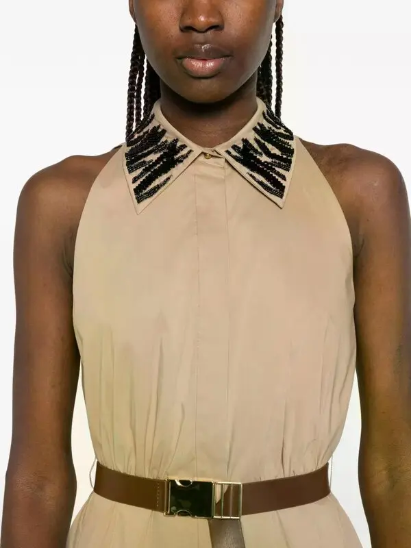 Max Mara Beaded Collared Dress - Neutrals