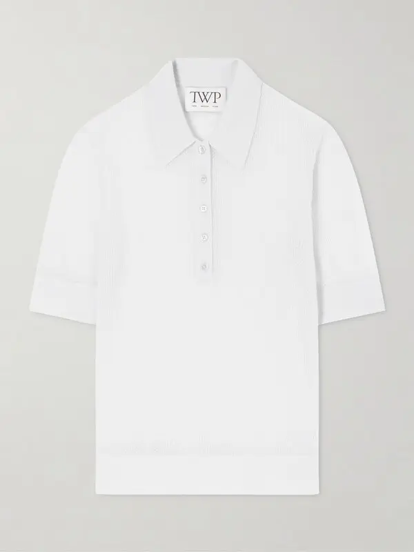 TWP Open-knit Cashmere Polo Shirt - Blue