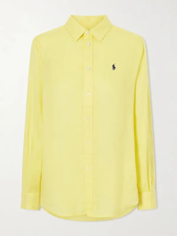 Polo Ralph Lauren Logo-embroidered Linen Shirt - Yellow
