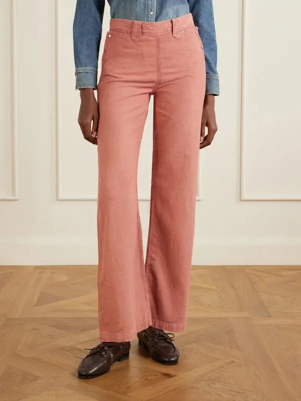 Ralph Lauren Billie Cotton And Linen-blend Flared Pants