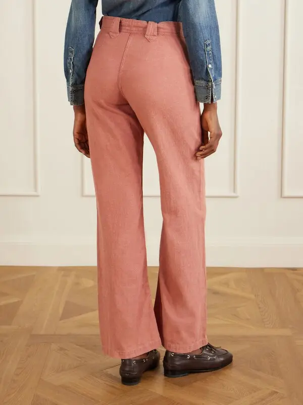 Ralph Lauren Billie Cotton And Linen-blend Flared Pants