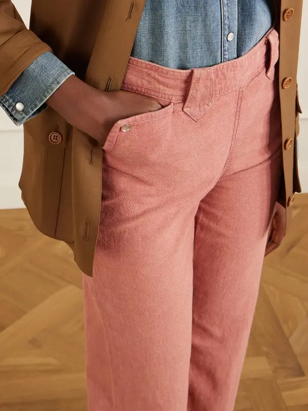 Ralph Lauren Billie Cotton And Linen-blend Flared Pants