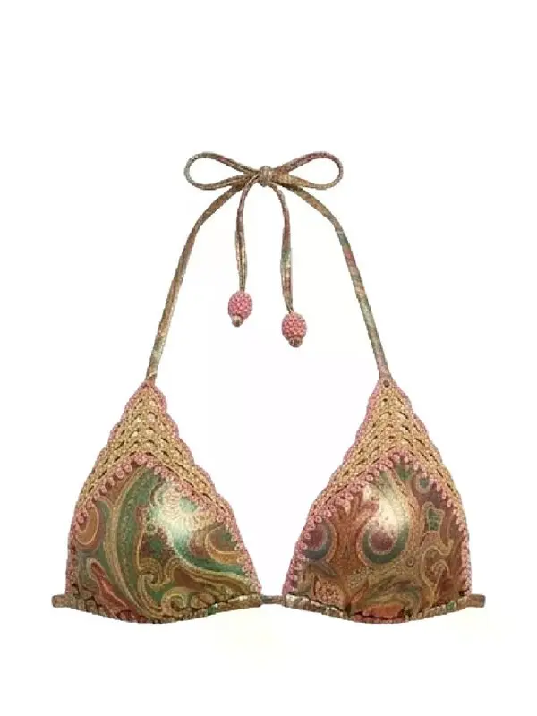 DEL MAAR Awasi Paisley-pattern Bikini Top - Brown
