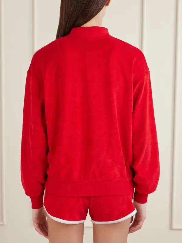 Polo Ralph Lauren Embroidered Cotton-blend Terry Polo Sweater - Red
