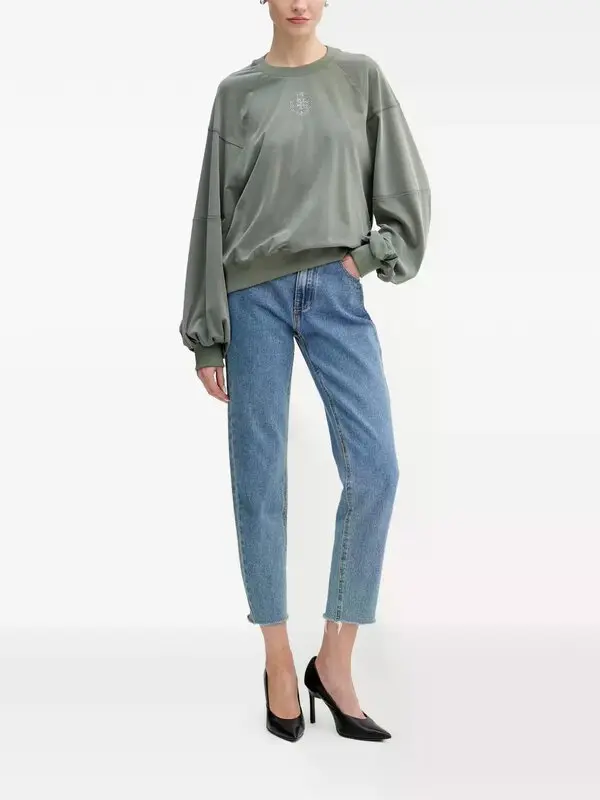 Guess Embellished Balloon-sleeve Sweatshirt - Green