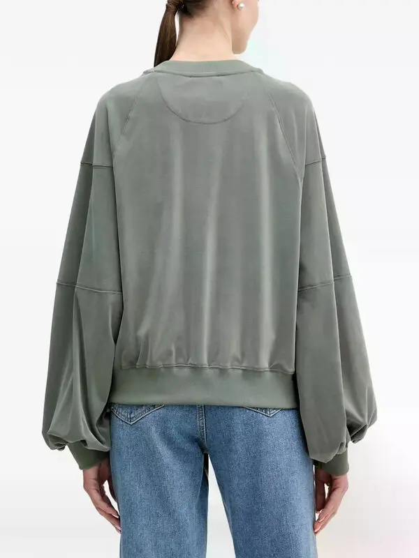Guess Embellished Balloon-sleeve Sweatshirt - Green