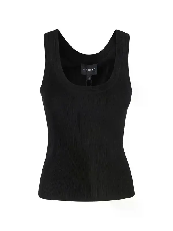 HERSKIND Morris Ribbed Scoop-neck Tank Top - Black