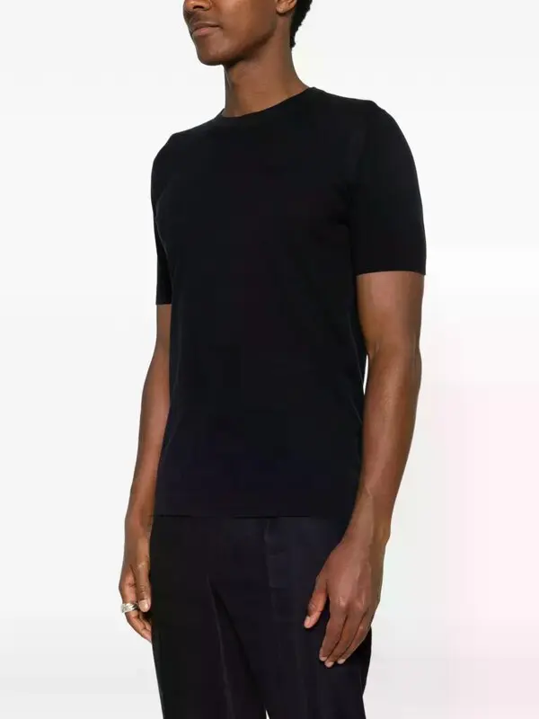 John Smedley Pique-knit Ribbed-trim T-shirt - Blue