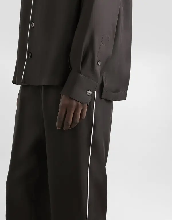 Dolce & Gabbana Silk Jogging Pants With Dg Embroidered Patch - Black