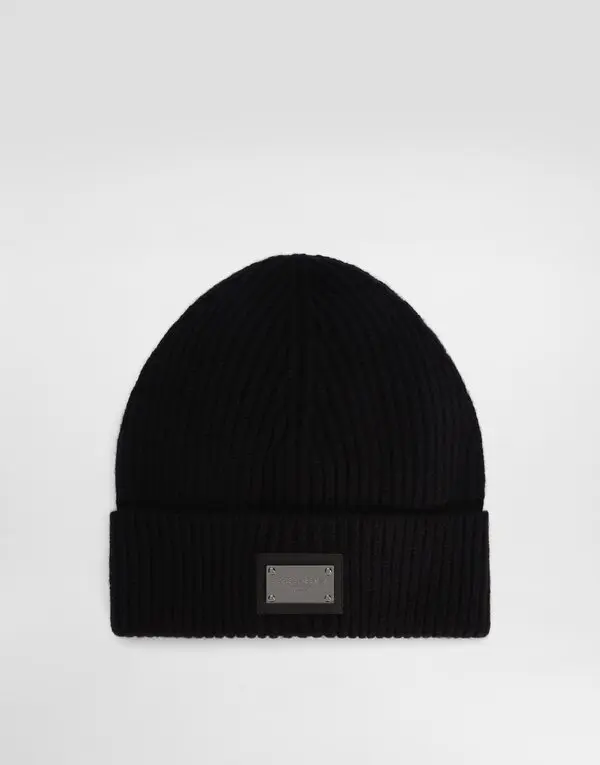 Dolce & Gabbana Cashmere And Wool Hat With Logo Tag - Black