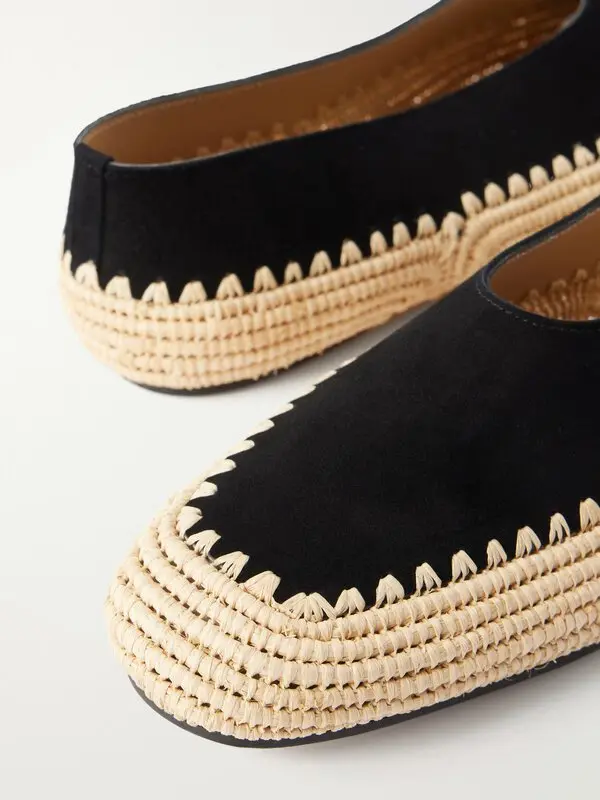 Gabriela Hearst Strength Suede And Raffia Flats