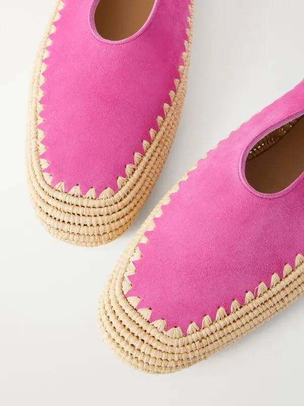 Gabriela Hearst Suede And Raffia Ballet Flats