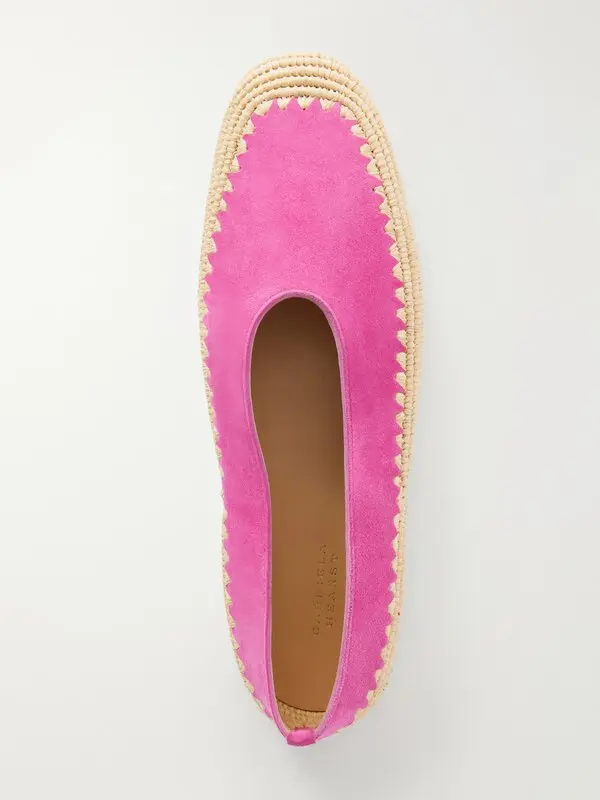 Gabriela Hearst Suede And Raffia Ballet Flats