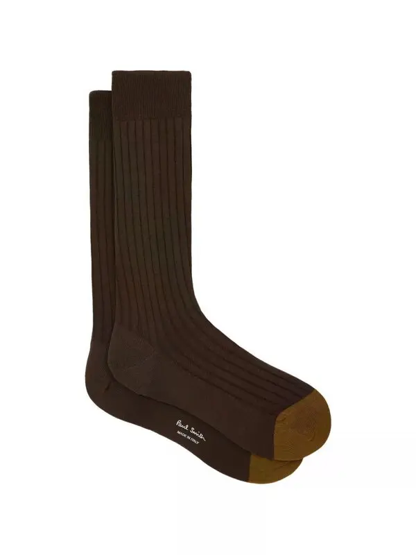 Paul Smith Ribbed-knit Contrast-toe Socks - Brown