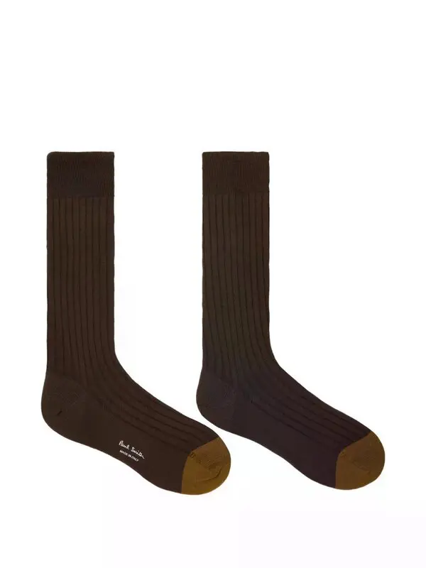 Paul Smith Ribbed-knit Socks With Contrast Toe