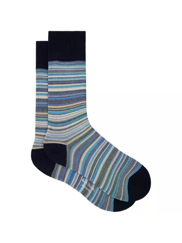 Paul Smith Signature Stripe Fine-knit Socks - Blue