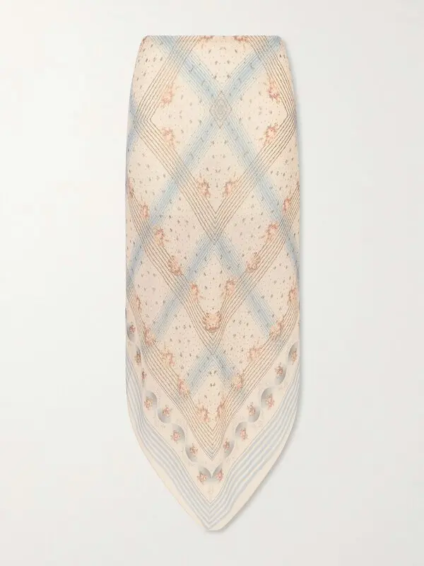 Anna Sui Printed Chiffon Midi Skirt - Blue