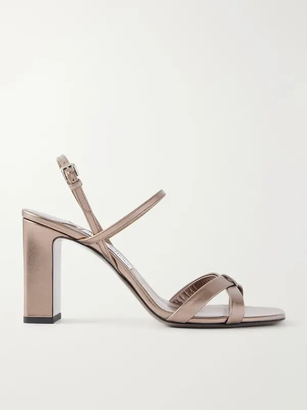 JIMMY CHOO Elsy Leather Sandals - Metallic