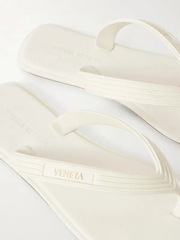 Bottega Veneta Flat Rubber Flip Flops - White