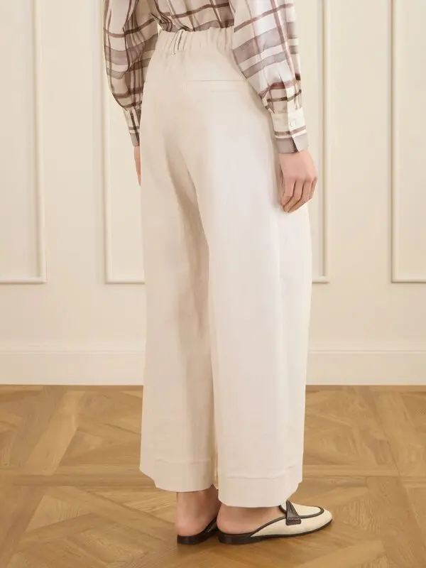 Brunello Cucinelli Cotton-blend Wide-leg Pants