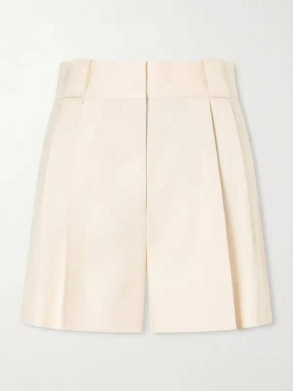 BLAZÉ MILANO Danae Mid-rise Pleated Canvas Shorts