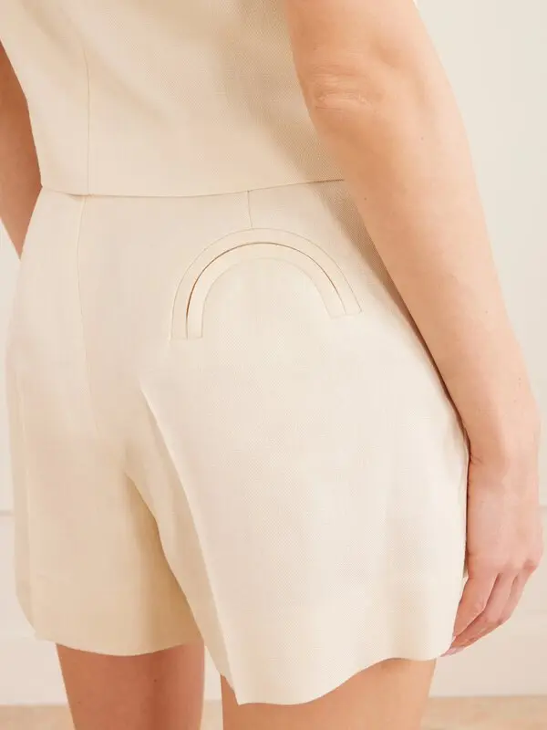 BLAZÉ MILANO Danae Mid-rise Pleated Canvas Shorts