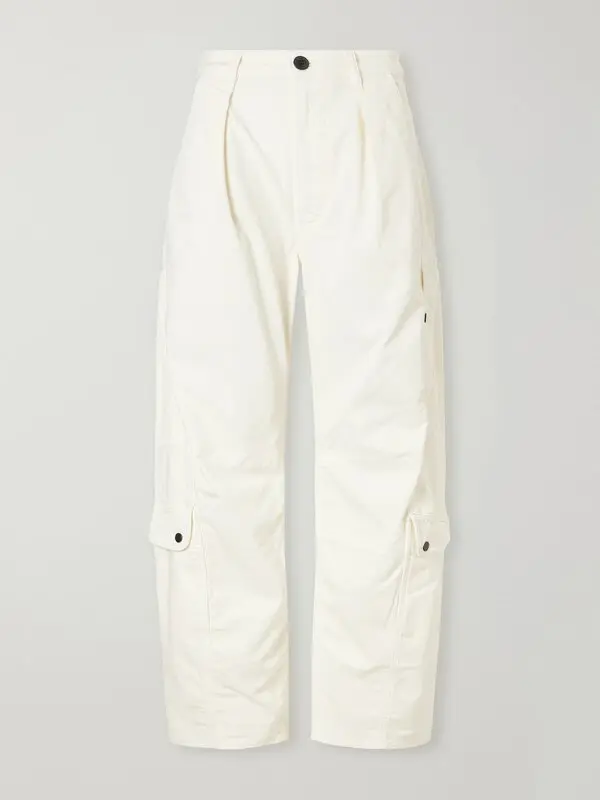 Citizens Of Humanity Flight Pleated Organic Cotton-blend Twill Barrel-leg Cargo Pants - Neutrals