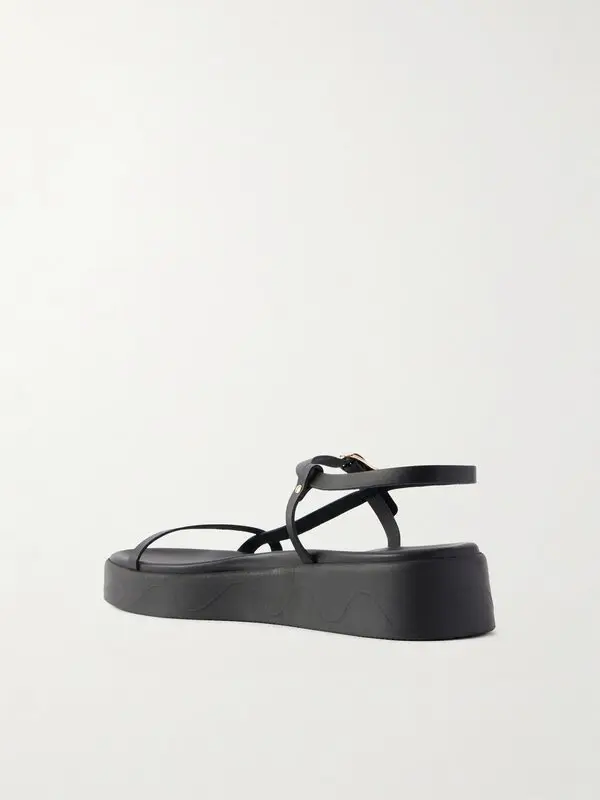 ANCIENT GREEK SANDALS Politia Leather Platform Sandals - Black