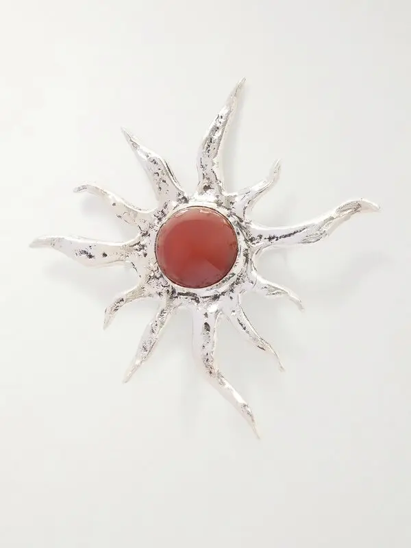 SOPHIE BUHAI Ra Carnelian Brooch - Silver