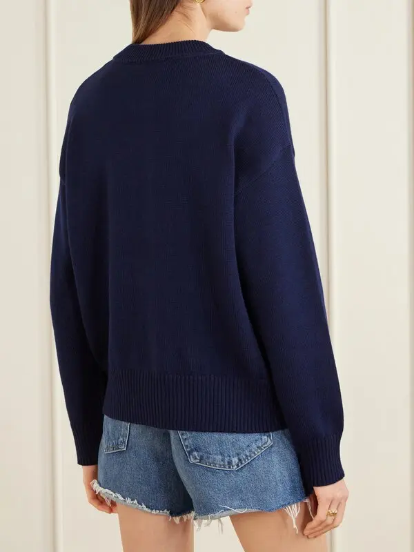 AMI Paris Logo-embroidered Cardigan - Blue