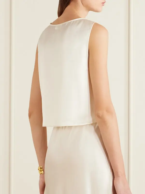 LESET Barb Satin Tank Top - Neutrals