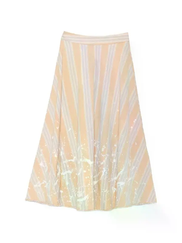 A TENTATIVE ATELIER Stripe-print Paint-splatter Skirt