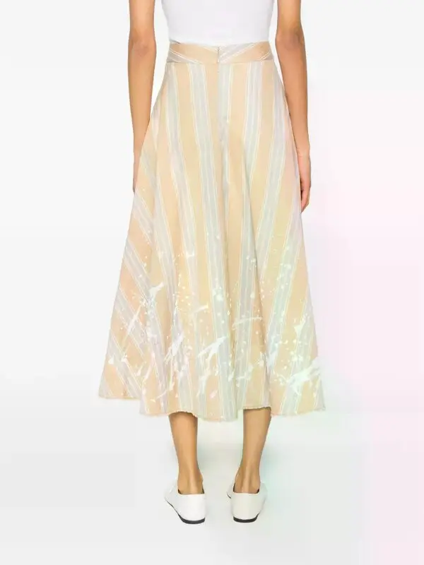 A TENTATIVE ATELIER Stripe-print Paint-splatter Skirt