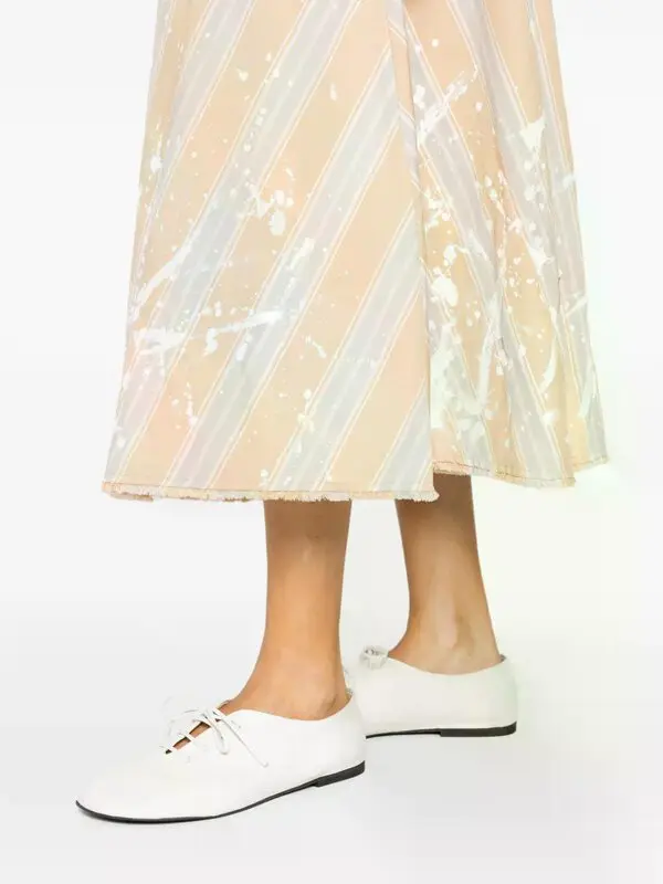 A TENTATIVE ATELIER Stripe-print Paint-splatter Skirt