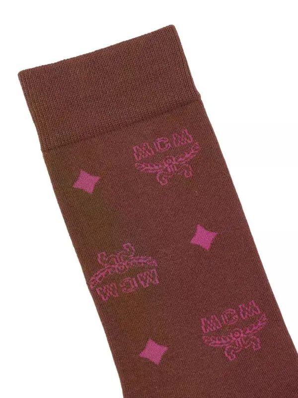 Mcm Monogram Knit Socks - Brown