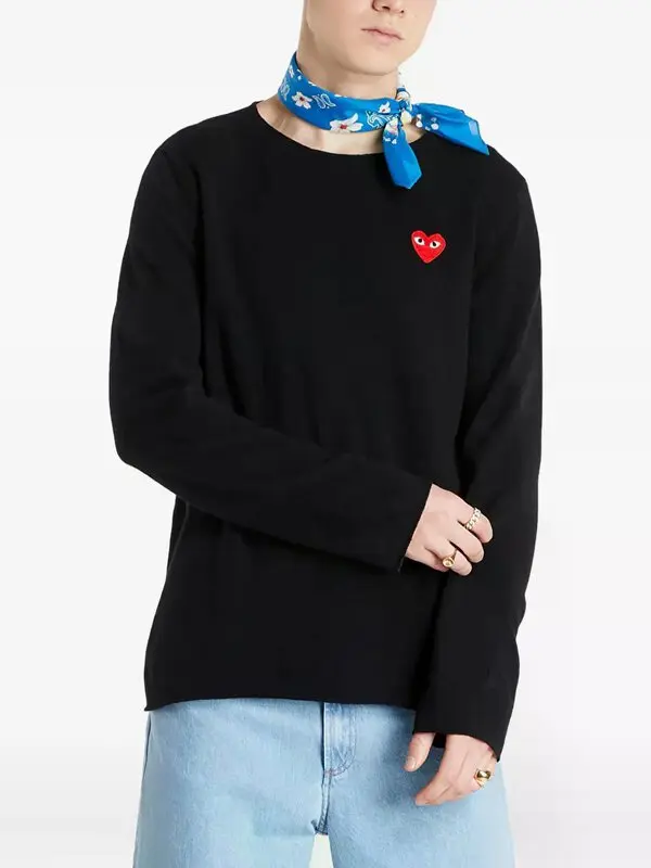 Play Comme Des Garcon Heart-patch Sweater - Black