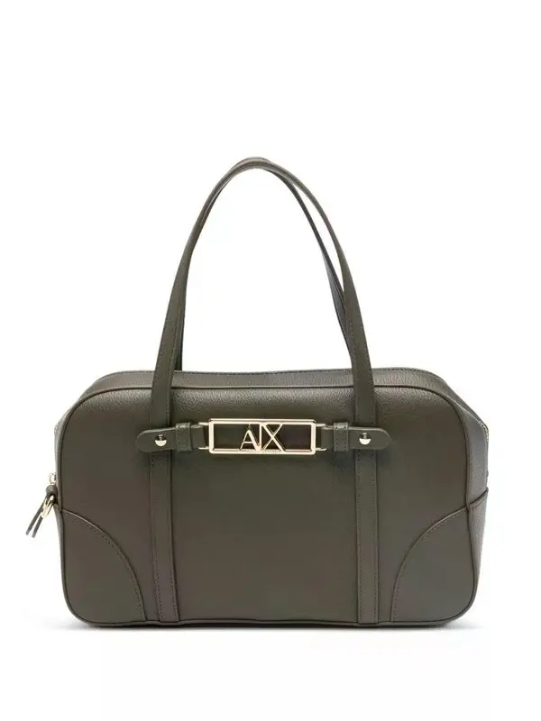 Armani Exchange Leather Tote Bag With Logo Plaque